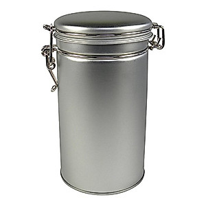 Thistle Moon 2 PC Metal Tea Coffee and Spice Tin Set – 12 Ounce Airtight Round Cannisters with Latch Lids – 6.5” x 3.6” Containers for Tea, Herbs, or Seasoning Storage