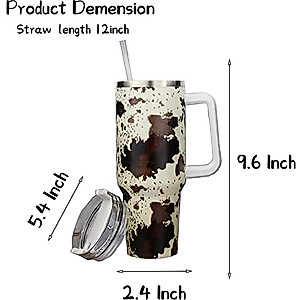 wonshia 40oz brown Cow Tumbler With handle, Stainless Steel Tumbler With Lid and Straws, Double Vacuum Leak Proof Travel Coffee Mug Cup Water Bottle For Home, Office, Party……