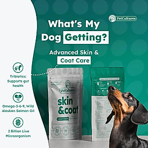 Skin and Coat with Dog Probiotic Powder, Made in USA, Omega 6 & 3, Probiotics for Dogs, 30 Pks, Vitamin B12 & E, Biotin 450mcg, Dog Probiotics for Digestive Health, Skin & Coat Support