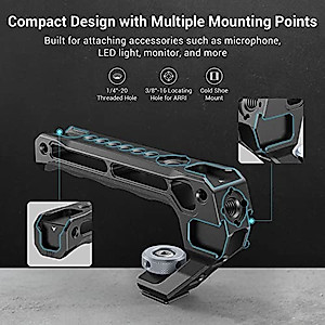 SmallRig Lightweight Cold Shoe Top Handle, Grip for DSLR Camera Cage, Universal Top Handle with 5 Cold Shoe Adapters and Cold Shoe Base (Lite) - 3764