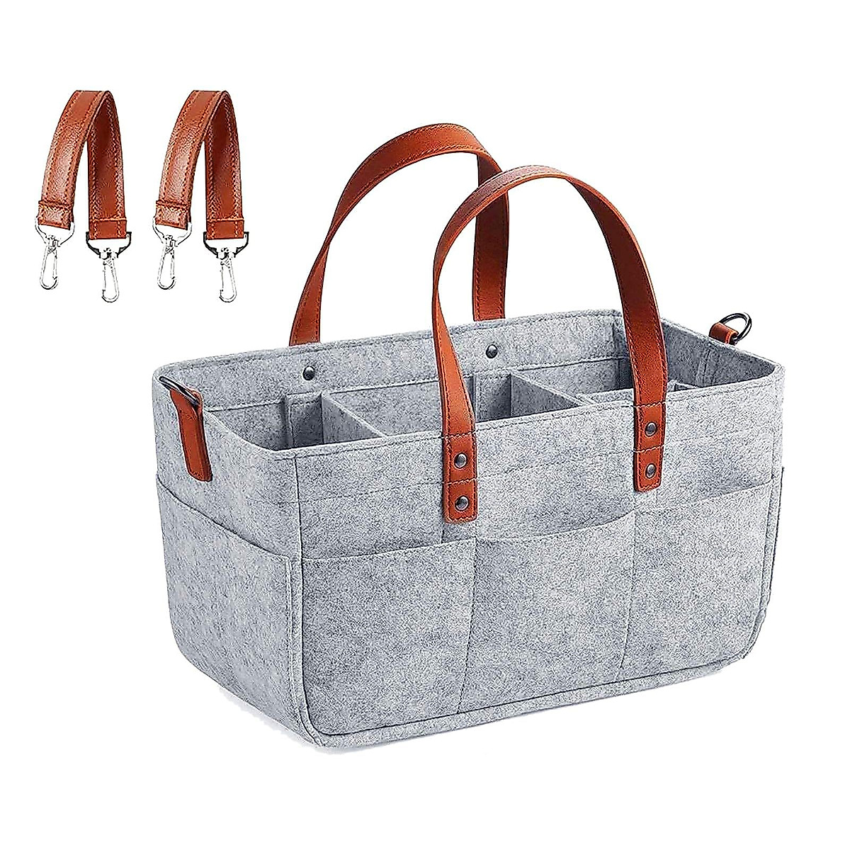 Gfhrisyty Baby Diaper Caddy Organizer for Hanging Portable Nursery Storage Bin Diaper Holder Storage Basket for Car and Baby Shower, Gray