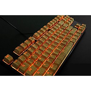 Rare 87 Keys Top Printed Doubleshot Backlit Keycap ANSI OEM Key Cap for Cherry MX Gaming Mechanical Keyboard (Yellow