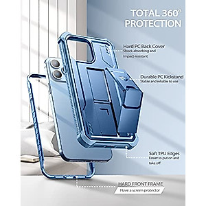 Dexnor for iPhone 13 pro max Case 6.7 Inch 2021, [Built in Screen Protector and Kickstand] Heavy Duty Military Grade Protection Shockproof Protective Cover for iPhone 13 pro max,Sierra Blue