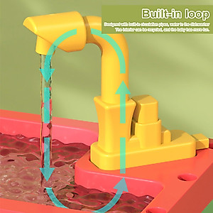 Kitchen Sink Playset with Water Recycle System, Pretend Play Water Pump Toy with Running Water, 39Pcs Play Food Electric Dishwasher Kit for Boys Girls Green 8.3"x6.5"