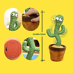 MAITING 120 English Songs Dancing Cactus Toys, Talking Cactus Toy,Wriggle Singing Mimicking Cactus,Repeats What You Say,Sing,Dance,Recording,LED Electric Cactus Plush