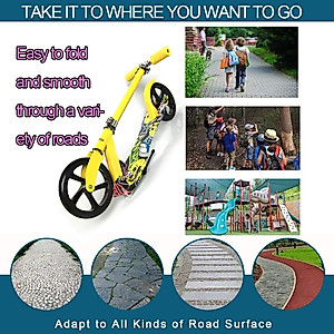ygqtbc Scooters for Kids 8 Years and up - Featuring Quick-Release Folding System - Dual Suspension System + Scooter Shoulder Strap Big Wheels Great Scooters for Adults and Teens (Color : Yellow)
