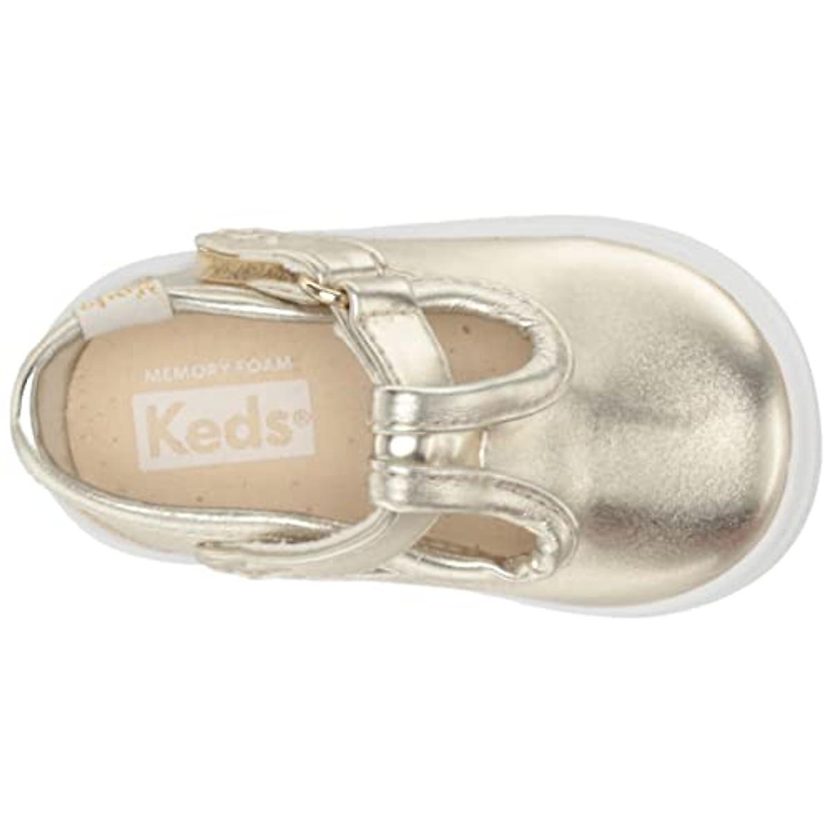 Keds Baby Champion LACE Toe Cap Tstrap Sneaker, Champagne Metallic, 3 US Unisex Infant
