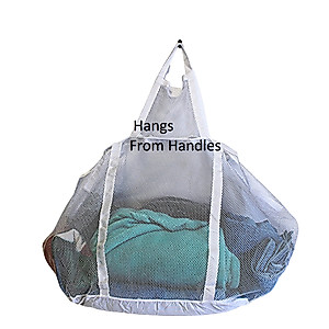 Large Soft Nylon Mesh Laundry Basket with Handles Portable and Collapsible For Dirty and Clean Laundry Home Travel College Dorm Also Ideal For Toys and Sporting Goods