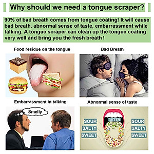 Moosec Tongue Scraper Cleaner, Bad Breath Treament&Get Rid of White Tongue, 100% BPA Free Medical Grade Stainless Steel Tongue Scrubber for Oral Care Dentist Recommendation