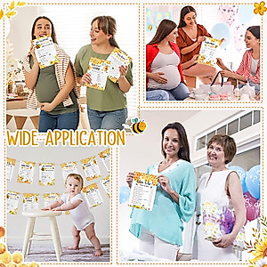 Sherr 145 Pcs Baby Shower Games Gender Neutral Set Include 125 Pcs 5 Kinds Gender Reveal Games and 20 Pencils for Baby Shower Decorations (Bee)