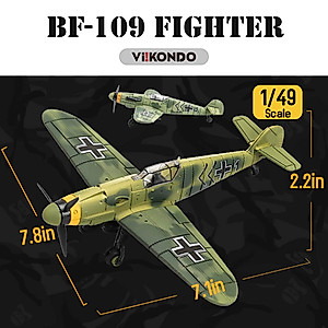 ViiKONDO 1/48 WWII BF109 Fighter German Aircraft Military Warplane Model Building Kit DIY Assembly Jet Gift (04)