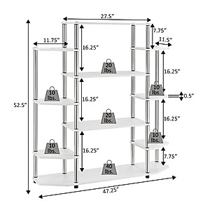 Convenience Concepts Designs2Go No Tools Book Shelf - Contemporary Storage Shelves for Display, 10 Spacious Shelves for Living Room, Office, Black