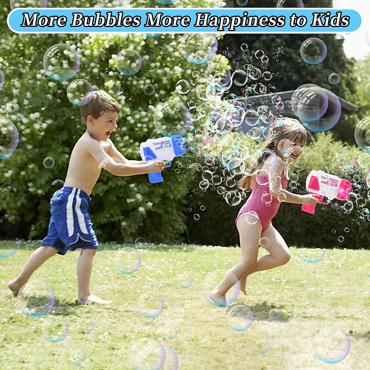 Blue Bubble Gun Machine for Kids, Outdoor Indoor Summer Automatic Toys Birthday Gifts for 1 2 3 4 5 6 7 8 + Years Old Toddlers Girls Boys Wedding Party Include Bubble Solution