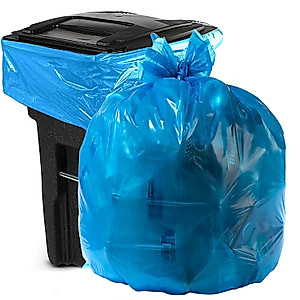 Aluf Plastics H-RBL65 65 Gallon Blue Trash Bags - (Pack of 50) - 2.0 MIL (Equivalent) - Garbage or Recycling Bags 50" x 68" - Large Plastic Can Liners - for Industrial, Home, Contractor, Recycling