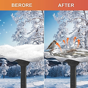 FOUDOUR Bird Bath Deicer 60W Thermostatically Controlled Bird Bath Heaters Warmer Pond De-icer for Winter Outdoor Garden Patio Yard and Lawn with 5.9Ft Cord (1PCS-Black)