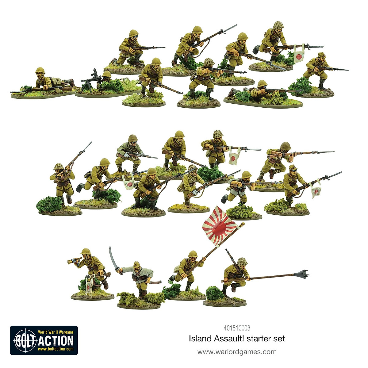 WarLord Bolt Action Island Assault! Starter Set 1:56 WWII Military Table Top Wargaming Plastic Model Kit 401510003