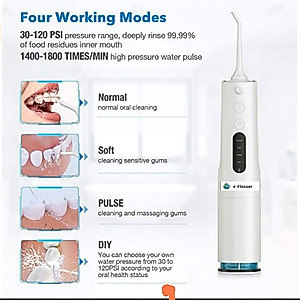 e-THealth Oral Care Kit Professional Cordless Oral e-Flosser 360 ml Large Detachable Water Tank and e-TBrush 920 Sonic Electric Tooth Brush with 15 Different Modes