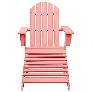 Tidyard Patio Adirondack Chair with Ottoman Solid Fir Wood Pink Outdoor Fire Pit Chair Wooden Garden Armchair for Porch Pool Lawn Deck Backyard Balcony Outdoor