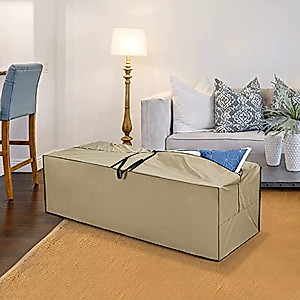 SORARA Rectangular Cushion Cover Storage Bag Outdoor Protective Zippered Patio Furniture Cover, Water Resistant, Oversized, 79''L x 30''W x 24''H, Brown