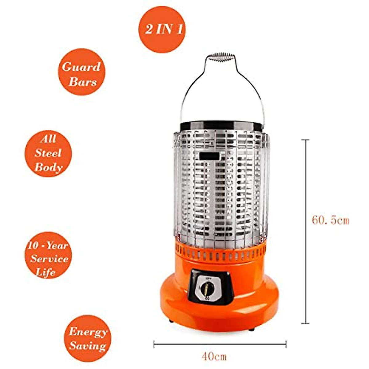 Portable Gas Heater for Outdoor Camping, Table Top Propane Heater with Hypoxia Protection, 8kw Patio Heater for Garden/Balcony,Natural Gas