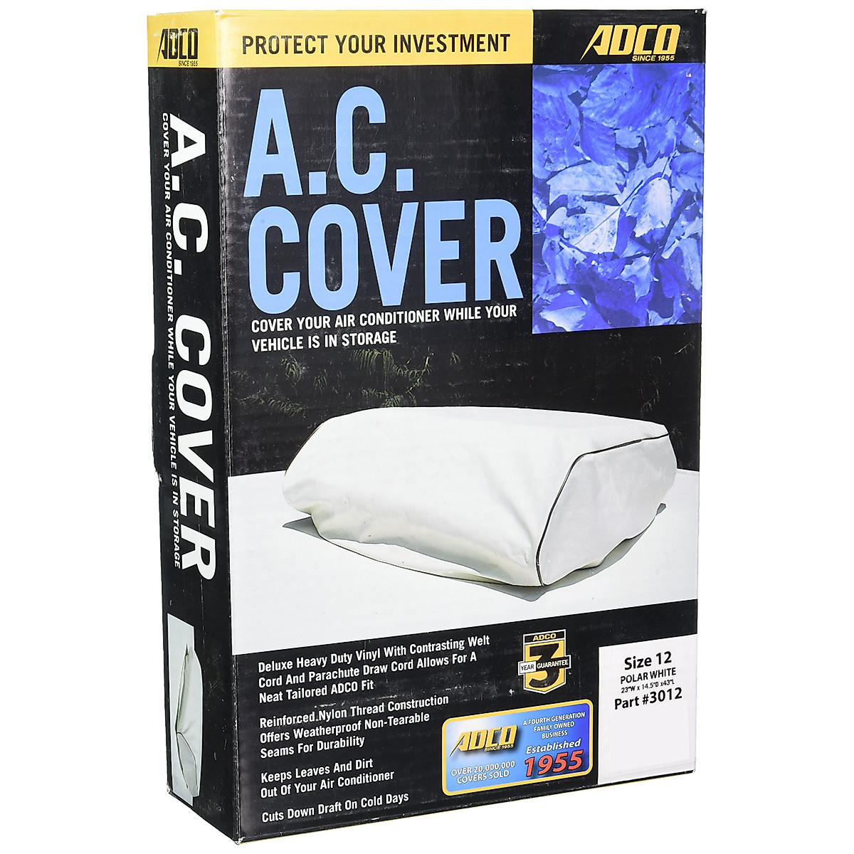 ADCO 3012 White Size 12 RV Air Conditioner Cover