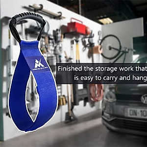 4 Pcs Heavy Duty Pool Vacuum Hose Storage Holder Garden Hose Organizer Hook and Loop Hose Strap Holder with Carrying Handle Perfect for Garden Hose Pool Vacuum Hose Garage Tool etc. (BLUE)