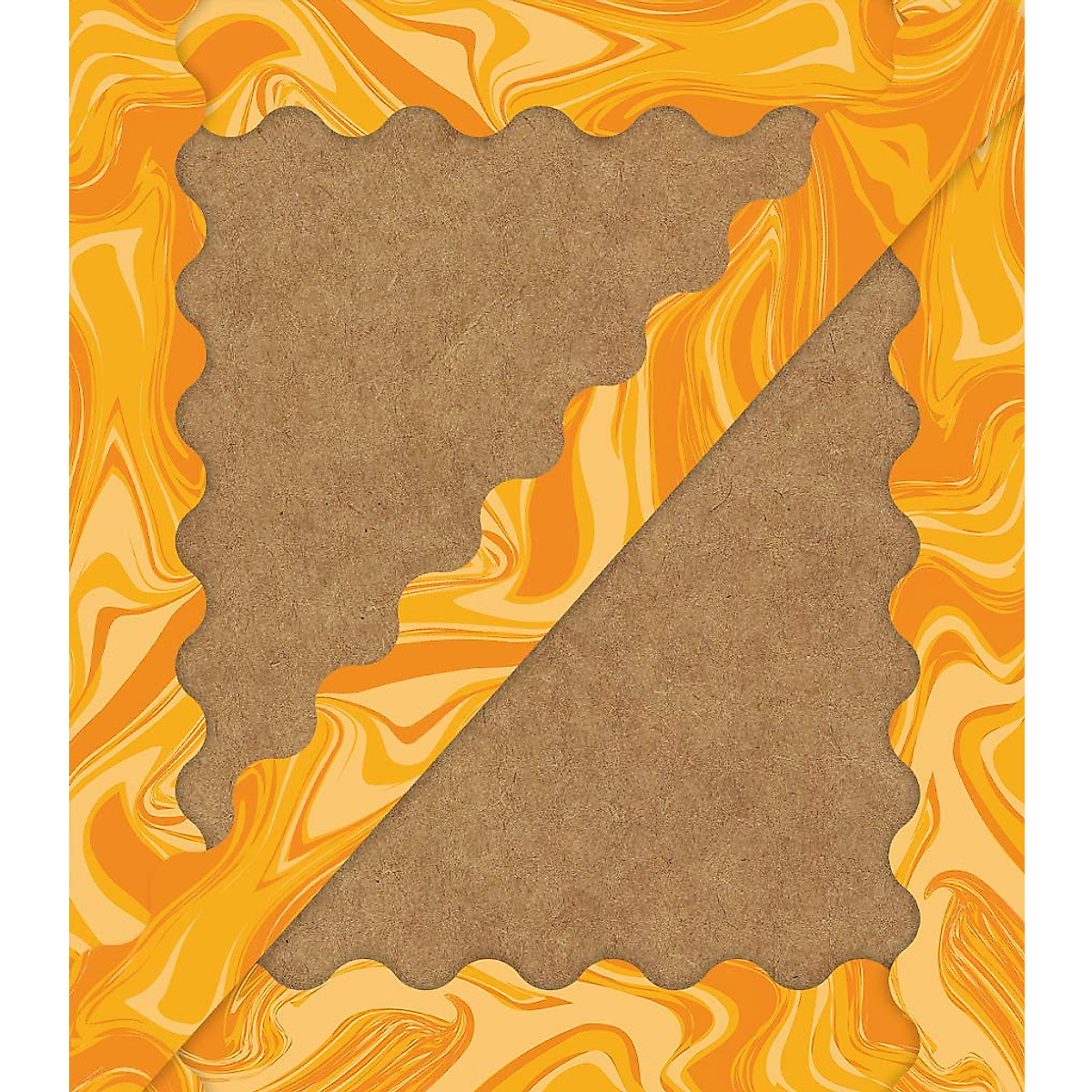Orange Marble Scalloped Borders