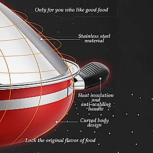 Moroccan Tagine Pot, Stainless Steel Soup Pot Lid, with Heat Insulation and Anti-Scalding Handle, for Gas Induction Cooker