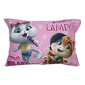 44 Cats 4 Piece Toddler Bedding Set - Includes Quilted Comforter, Fitted Sheet, Top Sheet, and Pillow Case, Pink (FFC102)