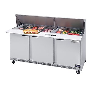 Beverage Air Commercial Kitchen SPE72HC-30M Refrigerated Counter, Mega Top Sandwich/Salad Unit