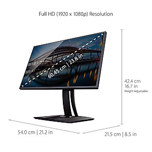 ViewSonic VP2458 Professional 24 inch 1080p Monitor with 100% sRGB Delta E<2 Color Accuracy for Home and Office (Renewed)