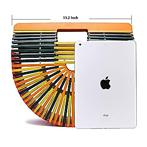 Fashion Bamboo Handbag Handmade Woven Beach bag for Womens (multi-colored)