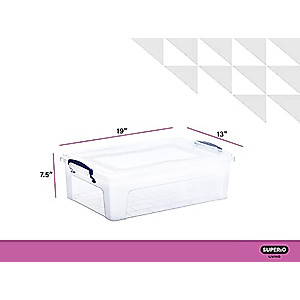 Superio 22 Qt Clear Plastic Storage Bins with Lids and Latches, Organizing Containers, Stackable Plastic Tote for Household, Garage, School, and Office, 2 Pack