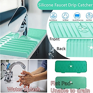 Silicone Faucet Mat Sink Water Splash Guard - Kitchenguard Silicone Faucet Handle Drip Catcher Tray - Faucet Splash Catcher Mat for Kitchen Bathroom-Guard Keep Drying(Mint Green)