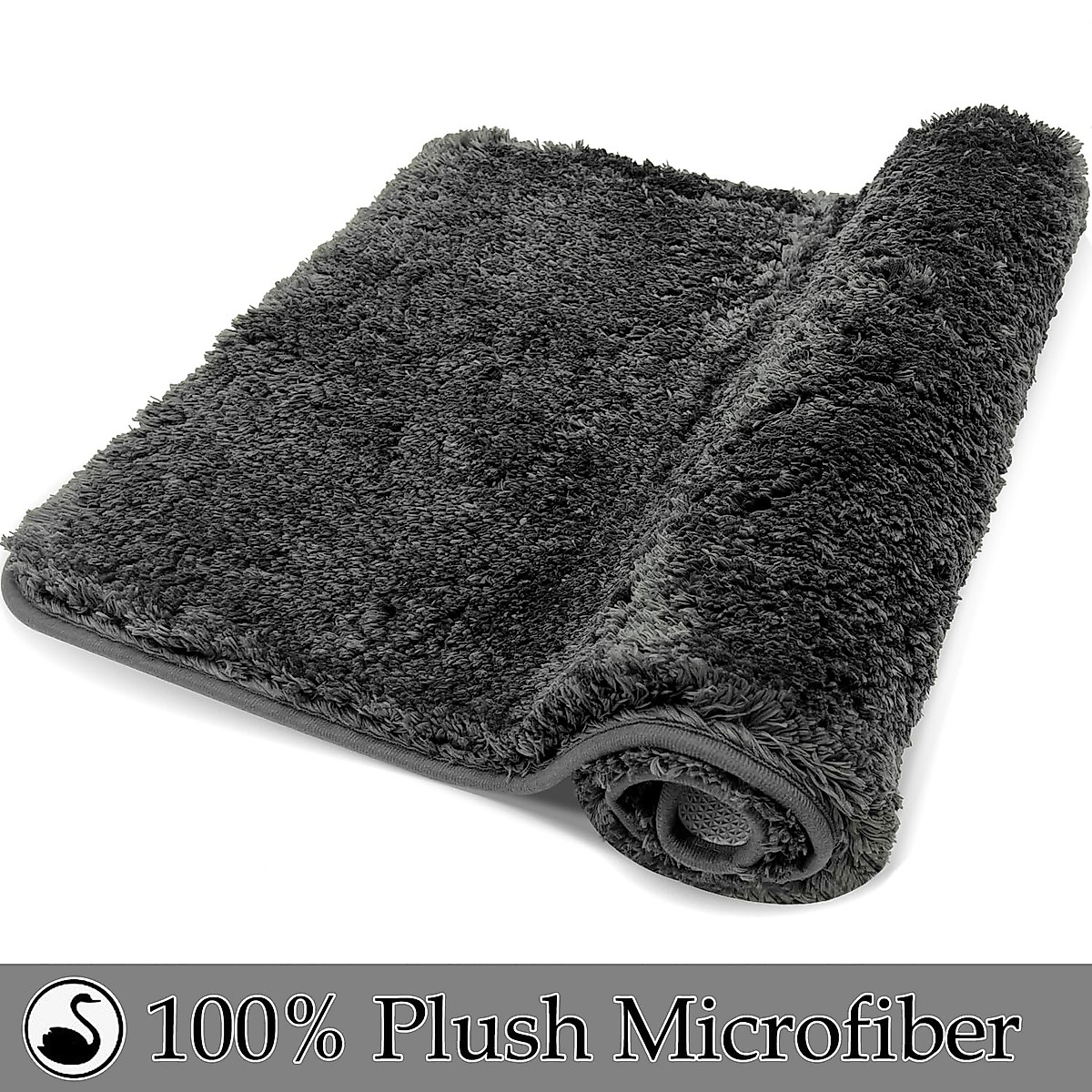 3 Piece Bathroom Rugs-Extra Soft and Absorbent Microfiber Bath Rugs, Non-Slip Plush Shaggy Luxury Mat with Rubber Backing, Machine Wash Dry, Bath Mats for Bathroom Floor, Tub and Shower, Deep Grey