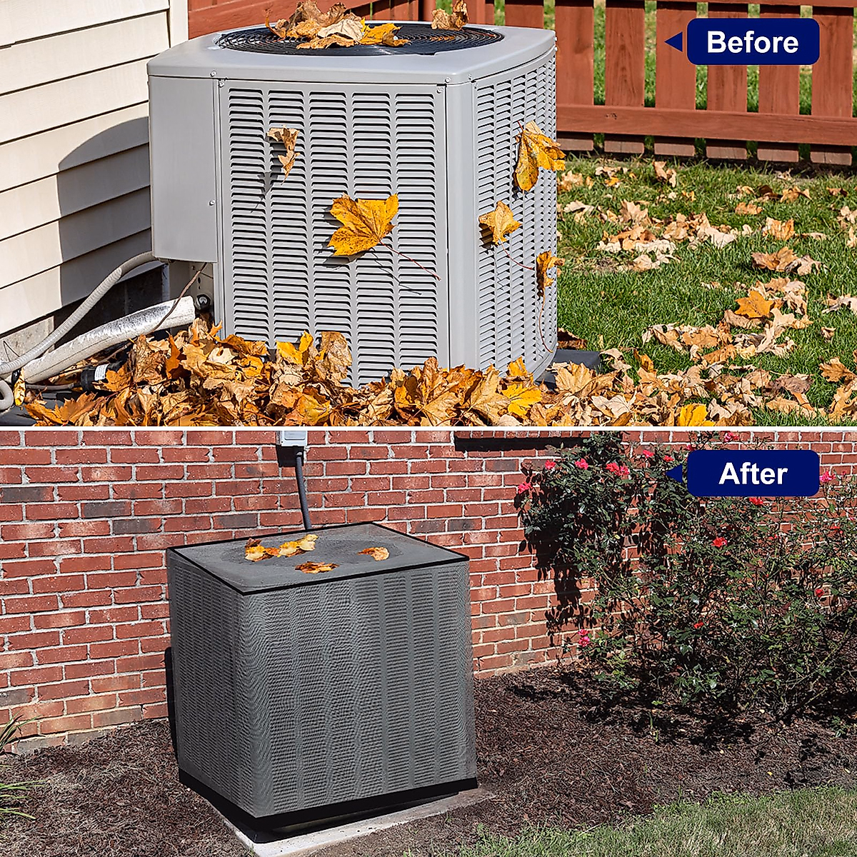 PATIKIL Air Conditioner Cover, 27.5x27.5x31.5 Outdoor AC Unit Mesh Covers Central AC Cover for Outside Unit Protect from Leaves Clogging Branch Cotton, Black