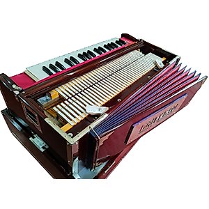 Ladies Scale Changer Kolkata Harmonium 9 stoppers 3¾ Octaves Gorgeous Lacquer Polish on Full Teakwood Construction Male Female Bass Premium Palitana Reeds