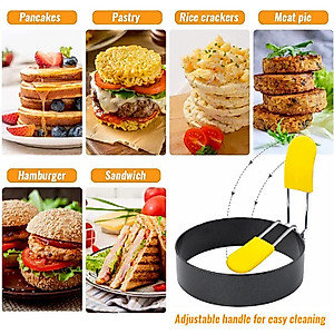 4 Inch Large Egg Rings for Frying Eggs, 2 Pack Stainless Steel Egg Cooking Rings Nonstick Round Egg Shaper Mold with Anti-scald Handle for English Muffins Pancake Cooking Griddle