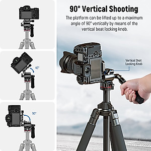 NEEWER Video Tripod Head Upgraded with Vertical/Horizontal Switch, Compact Metal Pan Tilt Fluid Head with Arca Type QR Plate & Telescopic Handle, 1/4” Screw for Camcorder/DSLR, Max Load 3kg, GM26