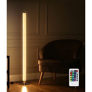 DEWENWILS LED Corner Floor Lamp with Remote, Modern Dimmable Standing Tall Lamp Work with Alexa, Google Home, WiFi Smart RGBW Color Changing Bright Light for Living Room, Bedroom, Home Office