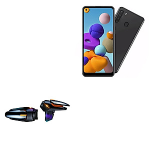 BoxWave Gaming Gear Compatible with Samsung Galaxy A21 - Touchscreen QuickTrigger Auto, Trigger Buttons Autofire Gaming Mobile FPS - Jet Black