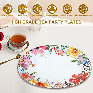 Boosolo Floral Paper Plates Party Supplies Bulk,Spring Floral Bridal Shower Decorations,12 in Large Oval Disposable Party Plates for Mothers Day Wedding Spring Tea Party Decor …