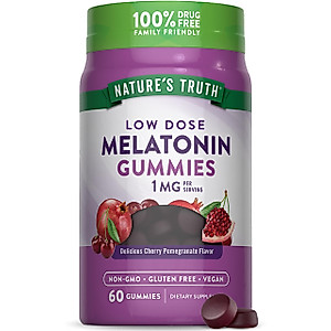 Nature's Truth Melatonin Gummies | 1mg | 60 Count | Cherry Pomegranate Flavor | Vegan, Non-GMO & Gluten Free Supplement