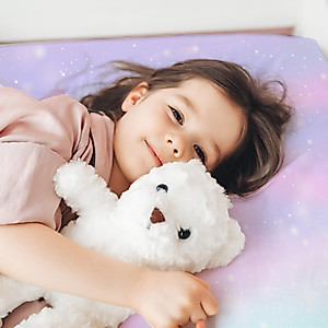 MUSOLEI Colorful Girls Fitted Sheet Set Rainbow sheets, 3D Rainbow Twin Bedding Set girl bed sheets 2PCS Boho 1 Fitted Sheet with 2 Pillowcases Wrinkle Free Cozy Microfiber Twin sheets for girls(full)