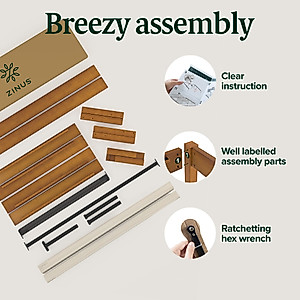 Zinus Ellie 14 Inch Bamboo Platform Bed Frame, Wood Slat Support, No Box Spring Needed, Easy Assembly, Queen