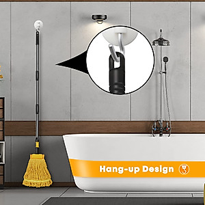 Kphico Broom and Dustpan Set with Upgrade 53" Long Handle&Floor Squeegee and Looped-End String Wet Mop with 2 String Mop Heads,for Laminate,Hardwood,Ceramic,Marble Floor Cleaning