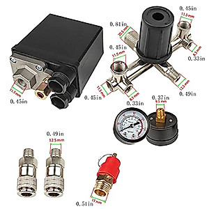 Air Compressor Pressure Switch Pressure Switch with Regulator Control Valve Gauge,Air Pump Air Compressor Parts,Pressure Switch Assembly of Pressure Regulating Valve
