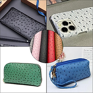 12x54 Inch Brown Ostrich Faux Leather for Upholstery Decoration,Embossed Textured Synthetic Fabric for DIY Bows Wallet Sewing Crafts