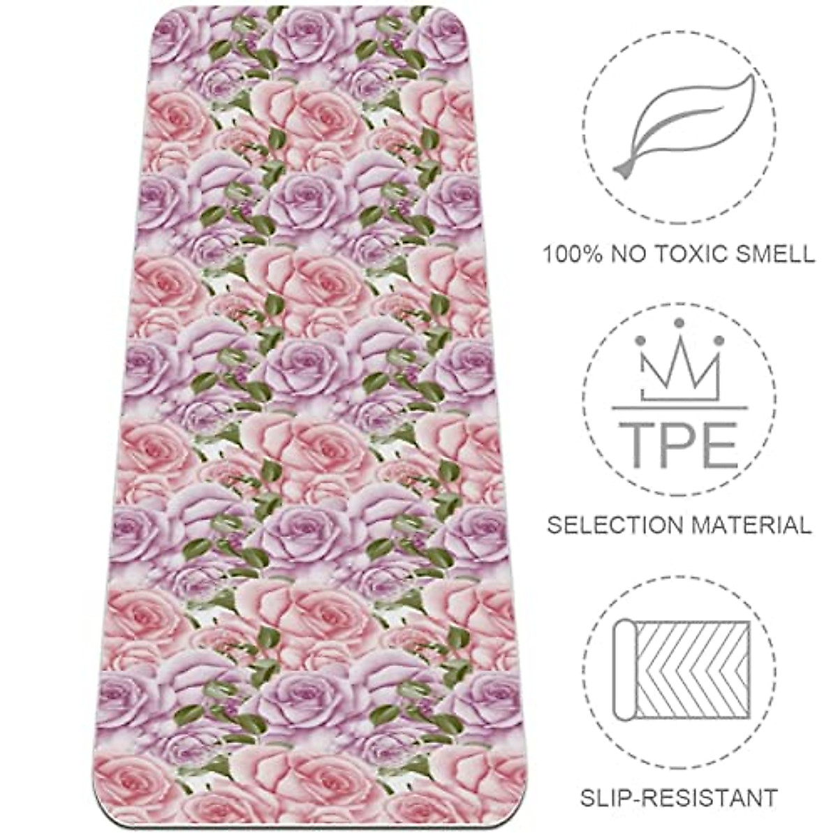 Yoga Mat, Yoga Mats for Home Workout, Workout Mat, Exercise Mats, Pilates Mat, Valentine's Day Roses Stacked Picture