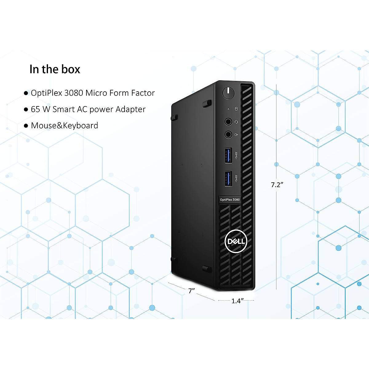 Dell 2022 Newest Optiplex 3080 Micro Form Factor Business Desktop, Intel Core i5-10500T, 16GB RAM, 512GB PCIe SSD, Wi-Fi 6, Bluetooth, Wired Mouse&Keyboard, Windows 11 Pro, Black